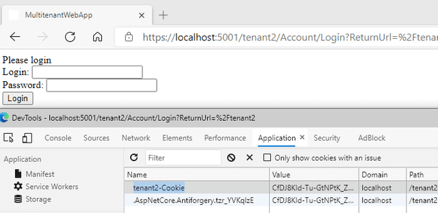 Multi-tenant ASP.NET Core app - configuring authentication