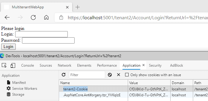 Multi-tenant ASP.NET Core app - configuring authentication